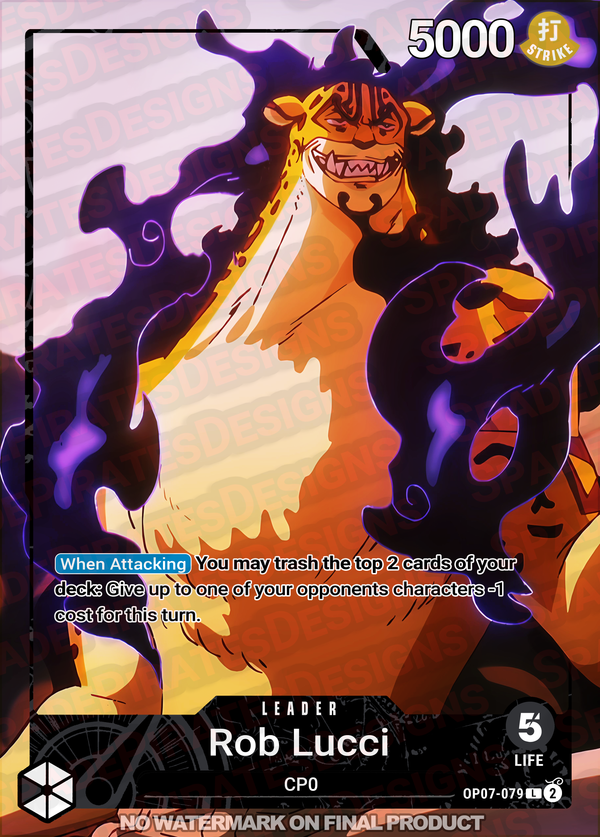 One Piece TCG Rob Lucci (OP07-079) Metal Card – Spade Pirates Designs