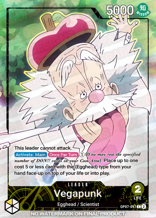 One Piece TCG Vegapunk (OP07-097) Metal Card – Spade Pirates Designs